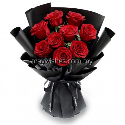 Valentine’s Day 9 Red Roses Bouquet